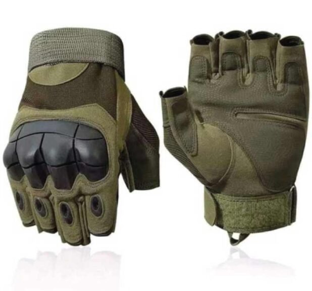 Outdoor Half Finger, Hard Knuckle Sport Gloves – Green - VM Tacticals ...